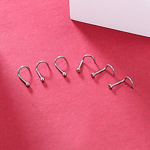 ZS 30 Pieces Cubic Zircon Nose Bone Studs 20 Gauge Stainless Steel Opal Nose Piercing Studs Clear Bioflex Nose Rings for Body Jewelry