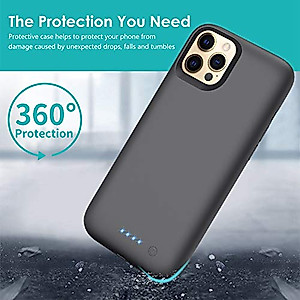 AONIMI Battery Case for iPhone 12 Pro Max, 7800mAh Portable Protective Charging Case for iPhone 12 Pro Max Extended Backup Ultra Rechargeable Battery Pack External Charger Case(6.7inch)-Black