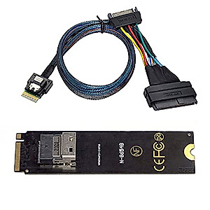 NFHK NGFF M-Key NVME to SFF-8654 Slimline SAS Card Adapter and U.2 U2 SFF-8639 NVME PCIe SSD Cable for Mainboard SSD