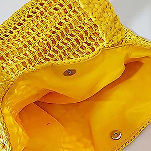 Womens Handmade Straw Bag,Travel Beach Tote Fishing mesh Bag,Straw Woven Bag Female Pastoral Style Weaving Hollow Shoulder Bag Handbag Portable Beach Bag (Khaki,With Lining Bag)