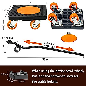 Furniture Movers, Heavy Duty Furniture Lifter Mover Tool Set of 4, 880 Lbs Load Capacity, 360° Rotation Moving Wheels for Sofa/Piano/Refrigerator (4 Pack)