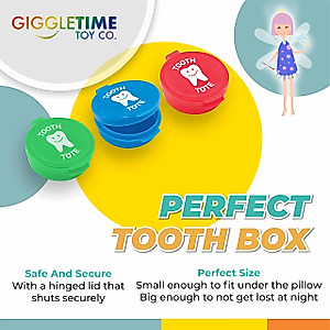 Giggle Time Round Tooth Holder for Baby Teeth 1.5 inches, Tooth Containers for Kids at School, Tooth Keeper, Vibrant Colors, Tooth Fairy Kit - Dental Bags, Piñata Stuffers, School Prizes - (36) Pcs