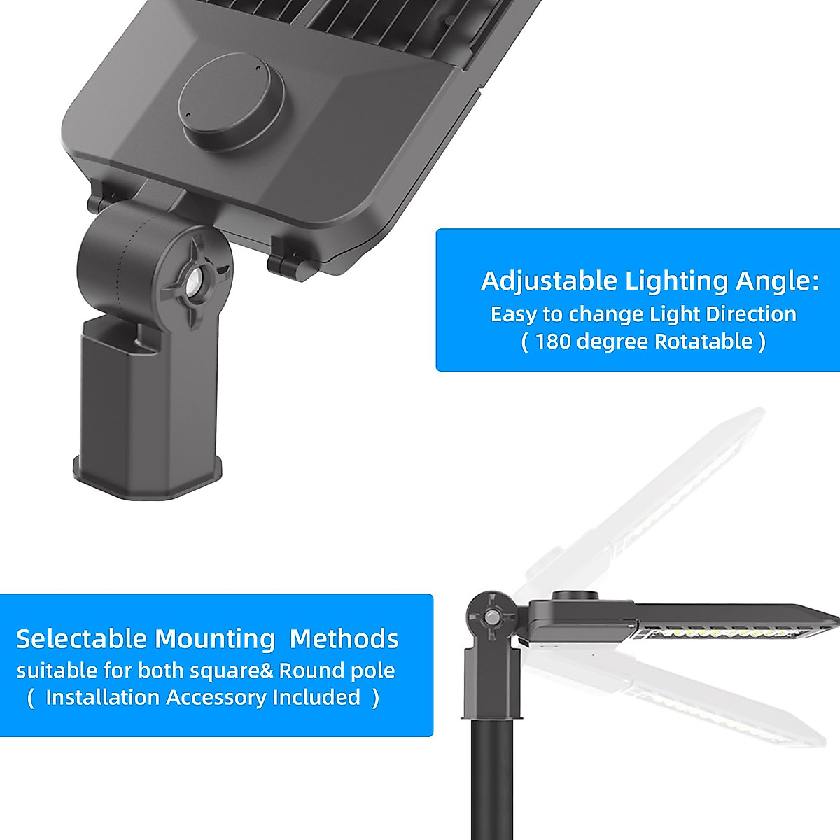 300W LED Parking Lot Light Outdoor, 39000LM 5000K Shoebox Light with Dusk to Dawn Photocell, Slip Fitter Commercial Street Pole Lighting, IP66 Waterproof Street Light for Yard|Roadway, ETL Listed