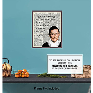 Ruth Bader Ginsburg Wall Art - RBG Motivational Quote Home Decor, Room Decoration for Office, Bedroom - Inspirational Gift for Women, Attorney, Lawyer, Liberal Feminist - Picture Poster Photo Print