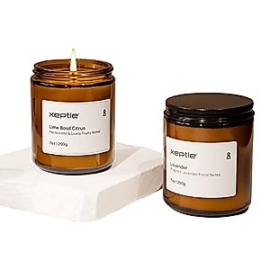 Scented Candles Gifts Set for Women 2 * 7.0 oz Aroma Candles Sets for Home Scented Over 100H Burning Amber Retro Jar Candle Ideal as A Congratulatory Gift-Lime Basil Citrus & Lavender