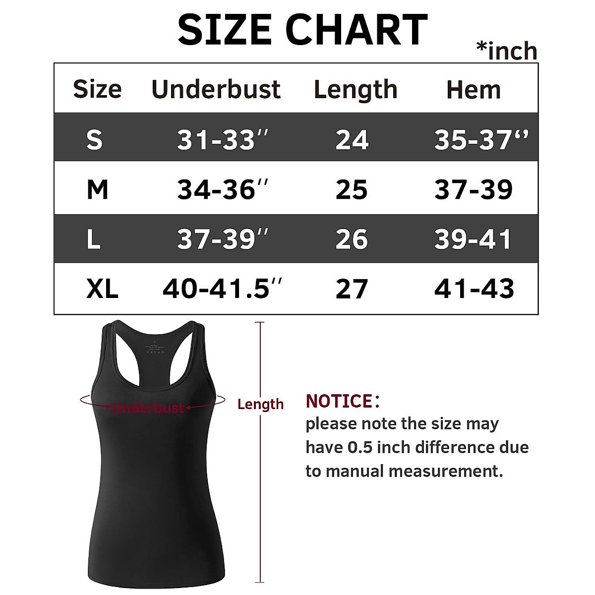 Femdouce Racerback Workout Tank top for Women Activewear Running top Yoga 4 Pack Black/White/Grey/Pink L