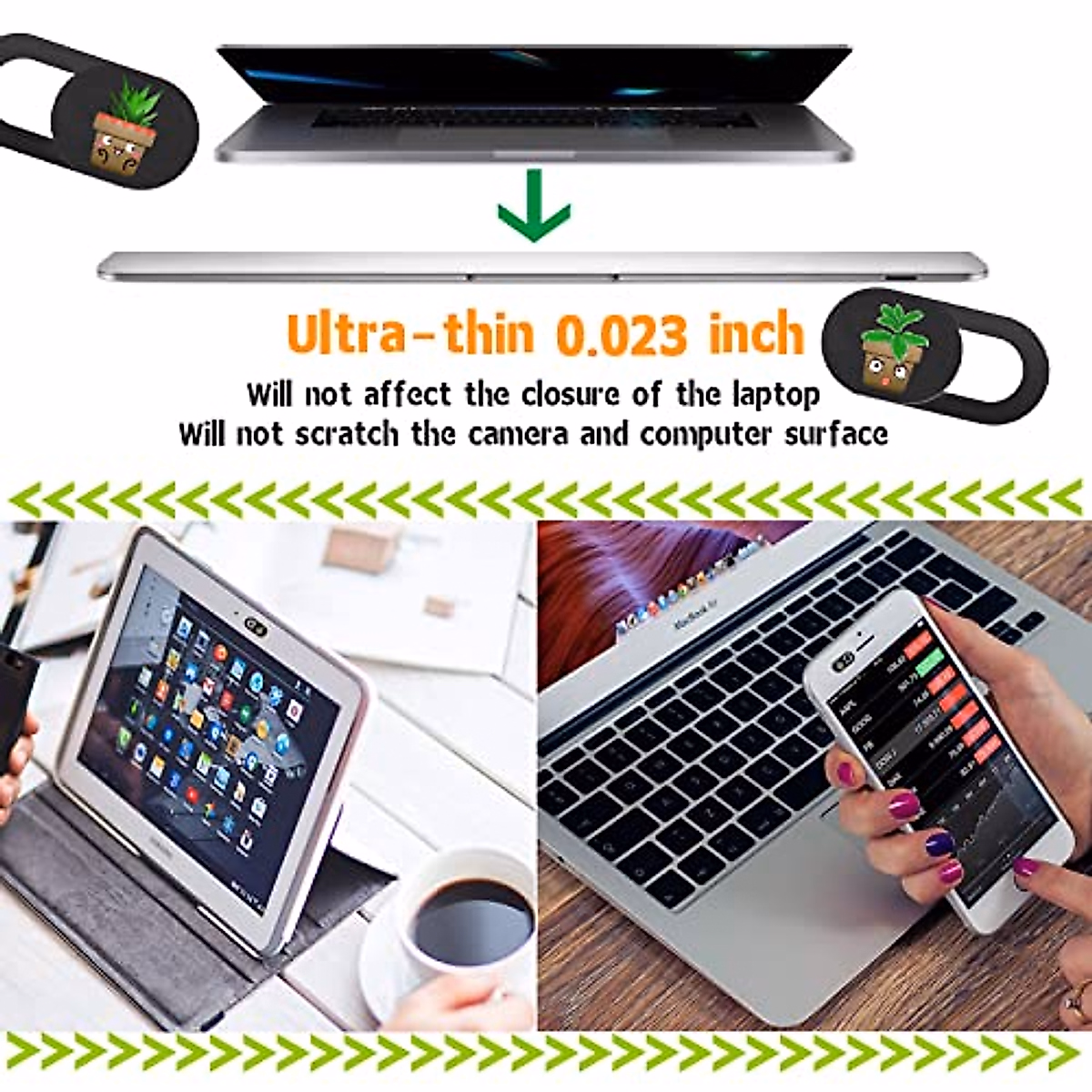 Anoys Webcam Cover (6 Pcs) Ultra-Thin Camera Cover Privacy Protector, Cover Slide for Laptop, Mac, MacBook Air, iPad, PC, Cell Phone, Webcam Covers Laptop (Green Bonsai