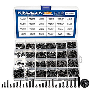 NINDEJIN Computer Laptop Notebook Screws Kit Phillips Flat + Round Pan Head Miniature Screws Set for Toshiba Gateway Samsung HP IBM Dell Sony Acer Asus SSD Hard Disk SATA