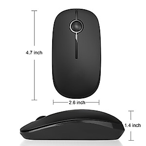TechGarden 2.4G Slim Wireless Mouse, Silent Cordless Computer Mouse with USB Receiver, Portable Travel Mouse for Laptop Desktop PC Chromebook - Black