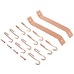 Wall-Mount Bookshelf Pot Rack with Grid & 12 Hooks