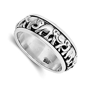 Elephant Ring, 925 Sterling Silver Ring, Spinner Ring, Silver Ring, Worry Ring, Meditation Ring, Elephant Spinner Ring, Anxiety Ring, Animal Ring, Silver Elephant Spinning Ring