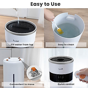 LACIDOLL Humidifiers for Large Room, 4.8Gal/18L Wholehouse Humidifiers 2000 sq.ft, Ultrasonic Cool Mist Large Humidifiers Dual 360° Nozzles Top Fill Floor Humidifier for Home Grow Tent