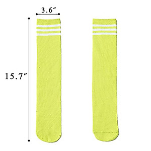 HECCEI Kids Soccer Socks, 1 Pair Knee High Socks Striped Tube Socks for Athletic Team Sports for Youth Boys & Girls 5-10 Years Old (Green)