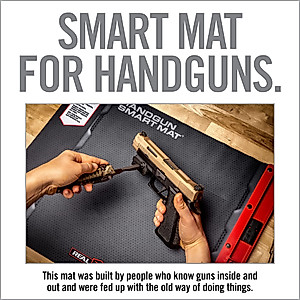 Real Avid Gun Cleaning Mat for Handguns with Magnetic Organizer Parts Tray; Protective Workbench Mat for Pistol Cleaning, Handgun Cleaning Pad with Red Tray for Gun Accessories and Gun Parts