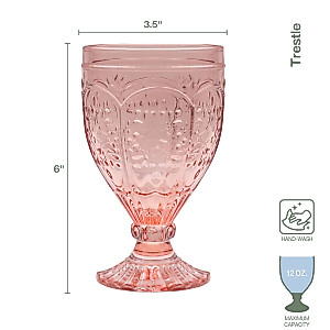 Fitz and Floyd Trestle Goblet, 4 Count (Pack of 1), Blush