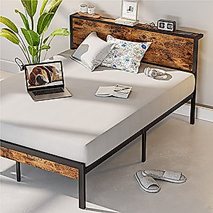 LIKIMIO Queen Bed Frame, Platform Bed Frame Queen with Storage Headboard and 11 Strong Support Legs, More Sturdy, Noise-Free, No Box Spring Needed
