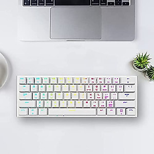 Magic Refiner MK28 60 Percent RGB White Gaming Keyboard, 61 Keys Mechanical Bluetooth/2.4G/USB Wired for Option, Compatible for Windows/iOS/Linux/Andriod PC/Mac Keyboard (Red Switch)