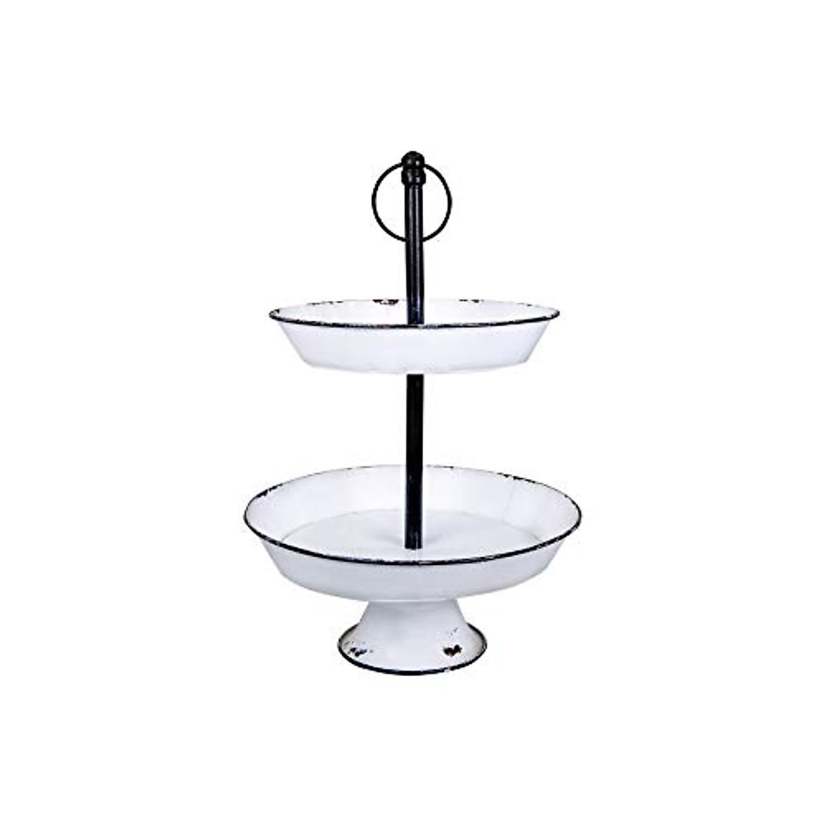 Creative Co-Op DA8538-1 2 Tier White Decorative Metal Tray