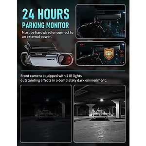 Dash Cam Front and Rear, 4K / 1080P HD Dual Dash Camera for Cars with Free 64GB TF Card, 5GHz WiFi, Super Night Vision, Supercapacitor, 160° Wide Angle, 24H Parking Mode, App Control, Type C Port