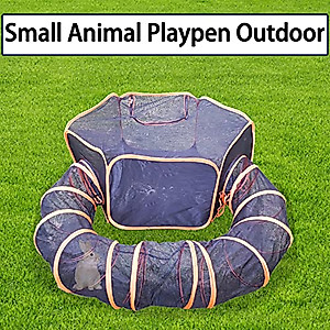 BNOSDM Small Animal Playpen Large Rabbit Playpen with Tunnel Portable Guinea Pig Cage Breathable & Transparent Exercise Yard Fence with Cover for Kitten Puppy Bunny Hamster Chinchilla