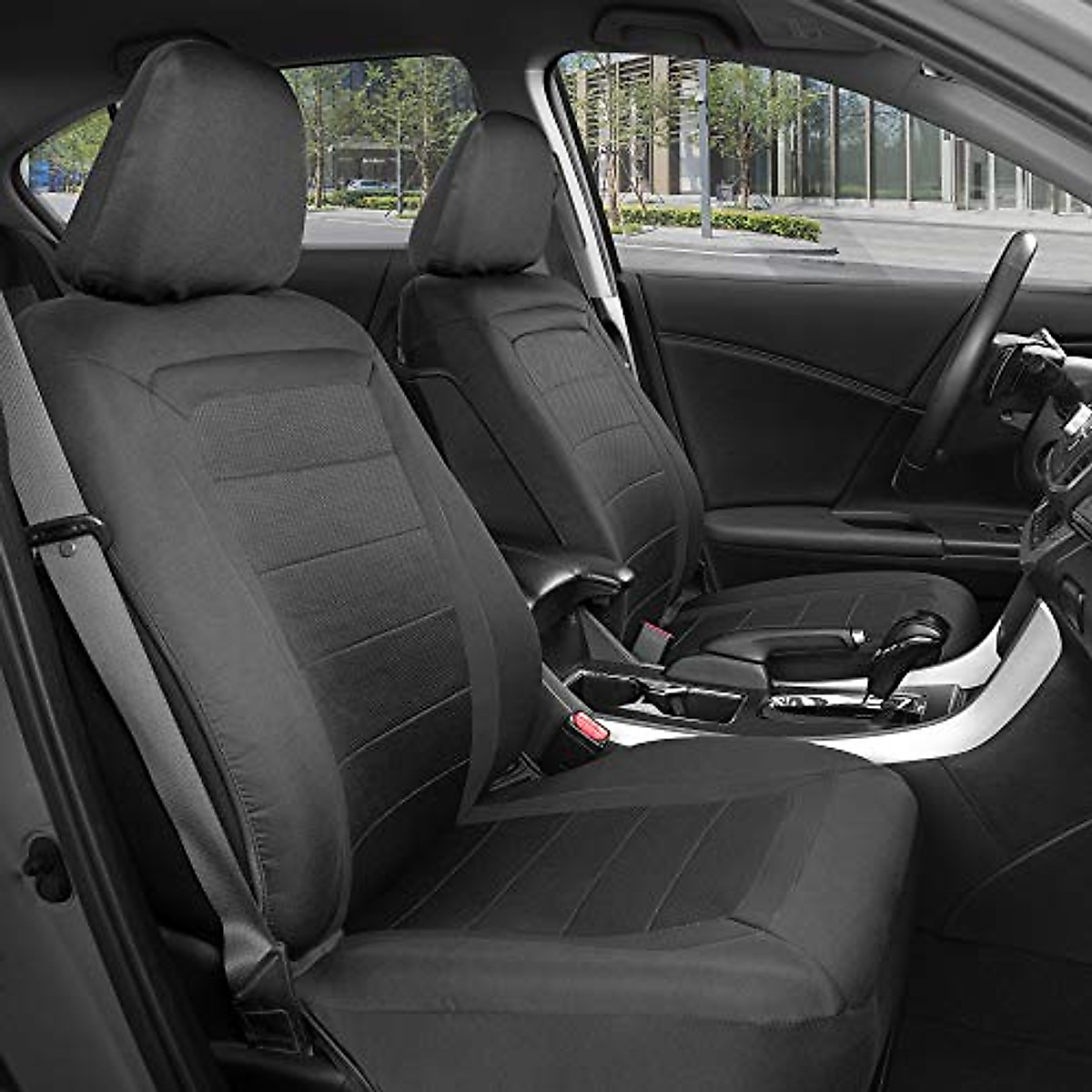 carXS FreshMesh Car Seat Covers Full Set with Black Accent – Mesh Front Seat Covers with Split Bench Back Seat Protector, Interior Covers for Auto Truck Van SUV