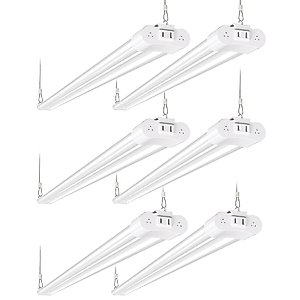 6 Pack 4FT Linkable LED Shop Light, Utility Shop Light Fixture, 4400lm, 42W [250W Equivalent], 5000K Daylight Shop Lights for Garage, Hanging or Surface Mount, with Power Cord, ETL,White