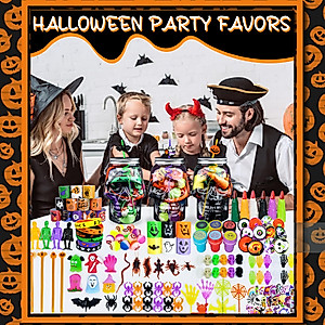 200Pcs Halloween Party Favors, Bulk Halloween Toys for Halloween Treats Non Candy Classroom Prizes Goodie Bag Stuffers Pinata Filler, Halloween Gifts for Kids Prizes Party Supplies,Treasure Box Toys