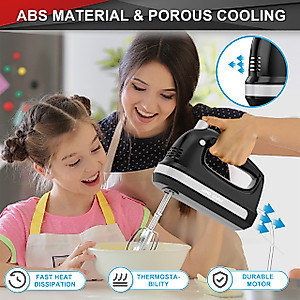 Lord Eagle Electric Hand Mixer Mini, 300W Power Handheld Mixer Kitchen for 5-Speed Baking Cake Egg Cream Food Beaters Whisk, with Snap-On Storage Case, Black