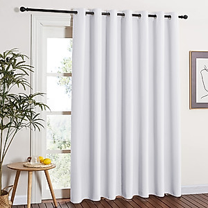 NICETOWN Vertical Blinds for Sling Door - Silver Grommet Top Blackout Window Curtains, Privacy Blinds for Patio, Extra Wide Drapes (Greyish White, W100 x L84)