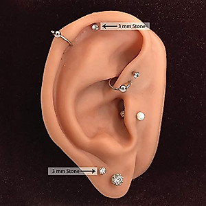 BodyJ4You 3PC Labret Tragus Cartilage 16G Studs, Internally Threaded Surgical Stainless Steel, Helix Lip Monroe Medusa Conch, Versatile Piercing Jewelry