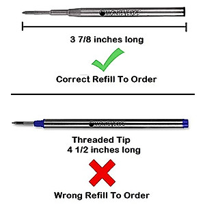 Monteverde Soft Roll Ballpoint Refills Compatible with Montblanc Pens, Gel Ink, 5 Pack, Bulk Packed, Medium Point, M43 (Black)