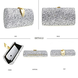 VEABEST Women's Sparkly Glitter Rhinestone Clutch Purse Evening Bags Handbags for Wedding Prom Party (Sliver 1)