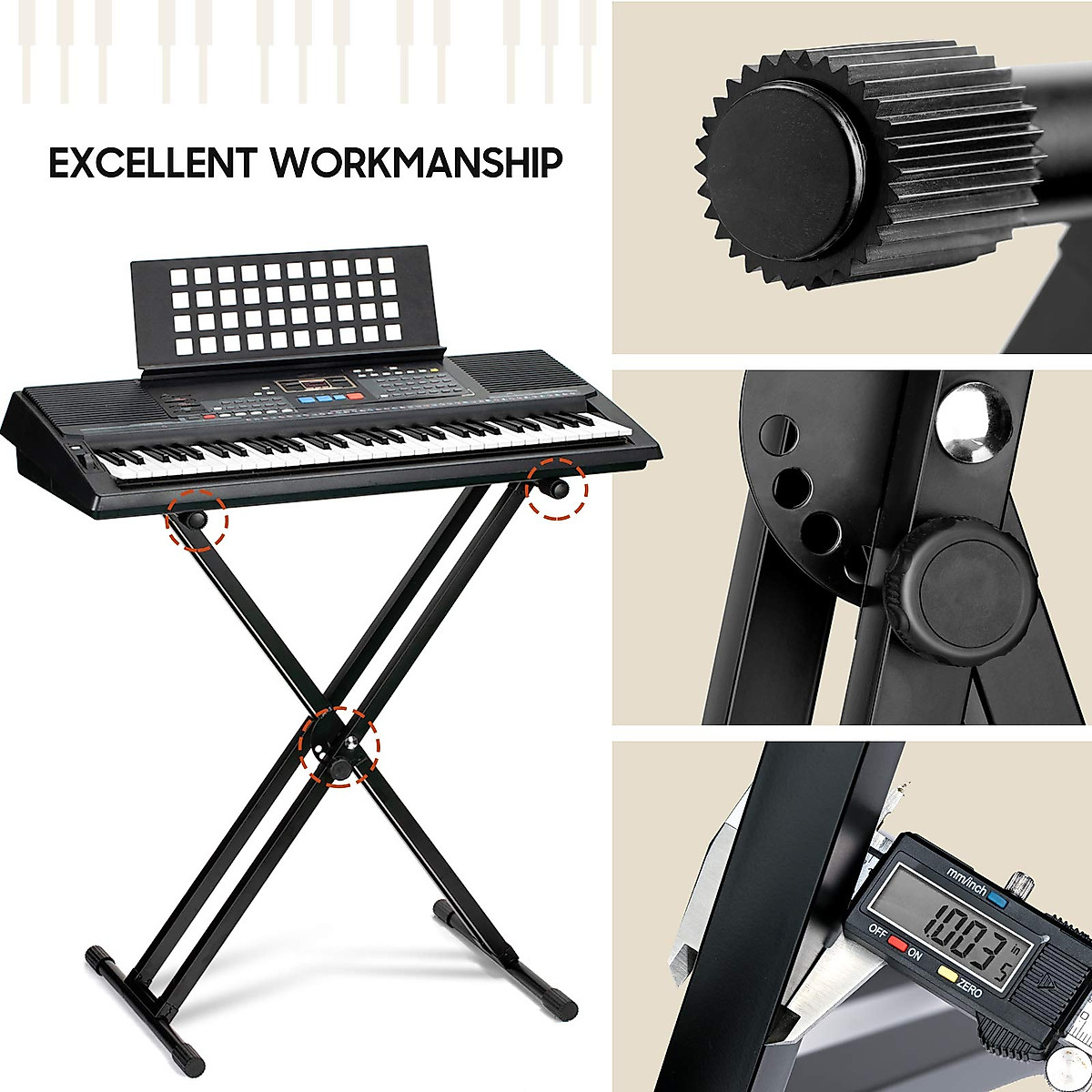 CAHAYA Adjustable Keyboard Stand Double Braced X Style Digital Piano Stand with Locking Straps for 61 76 88 Keys CY0245