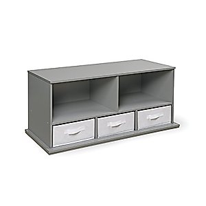 Stackable 5 Shelf Storage Organizing Cubby with 3 Fabric Baskets