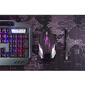 SMSOM Gaming Keyboard and Mouse Set, Mechanical Gaming Keyboard, RGB LED Backlit - 104 Keys, Wired USB Keyboards for PC Gamer Computer Desktop (Black)