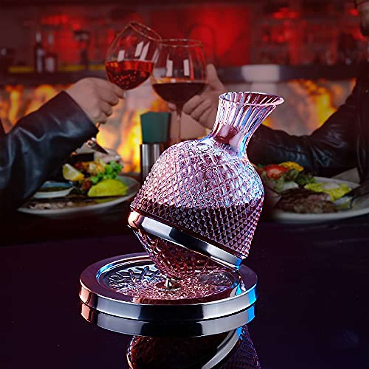 Wine Decanter, Aerator, Lead-Free Crystal Glass, 360° Rotation, Wine Lovers, Luxurious， Gifts for Men