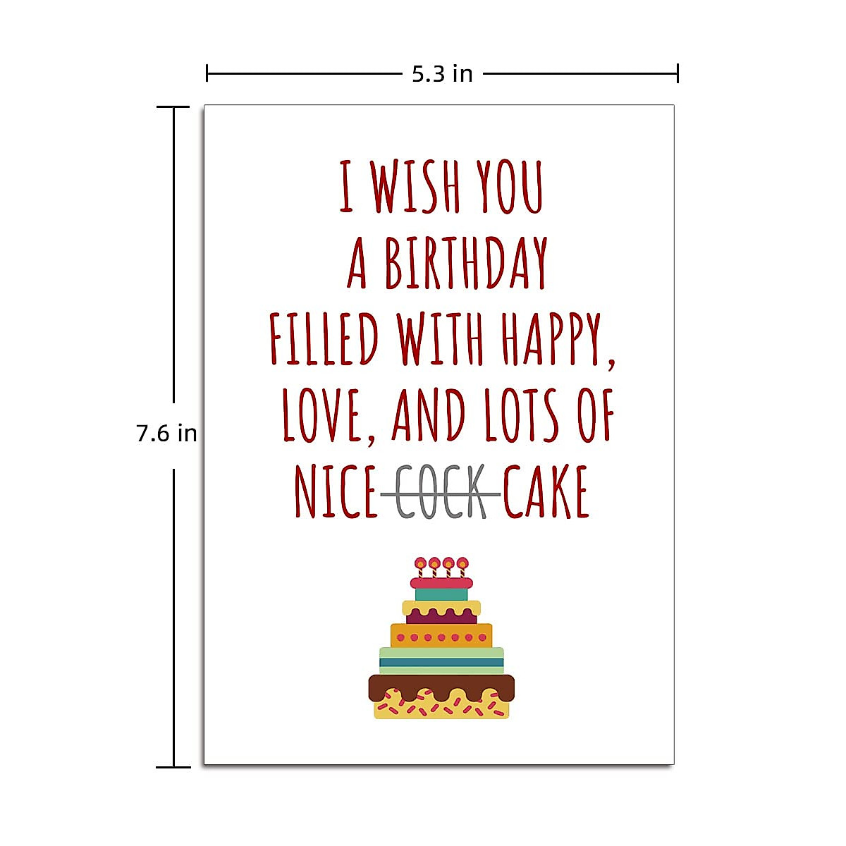 Ikassong Funny Adult Dirty Birthday Card for Women Her Friend, 5.3 x 7.6 with 2 Envelopes, Hilarious Naughty Bff Bday Cock Card