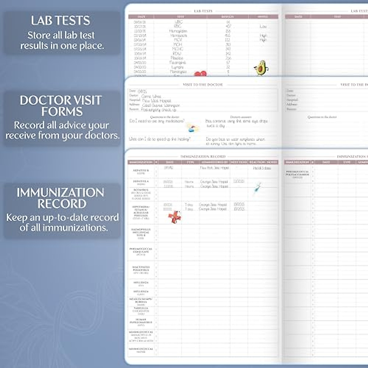 Legend Medical Planner – 12-Month Health Tracker Journal to Track Meals, Symptoms, Blood Pressure, Lab Test Results – Med & Wellness Notebook for Daily Self-Care & Health Goals (Periwinkle)