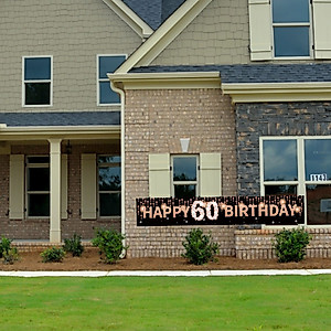 Joyiou Happy 60th Birthday Banner Decorations, Rose Gold Large 60th Birthday Sign, Sixty Birthday Party Decorations Supplies for Women, 60 Years Old Birthday Photo Booth Backdrop (9.8x1.6ft)