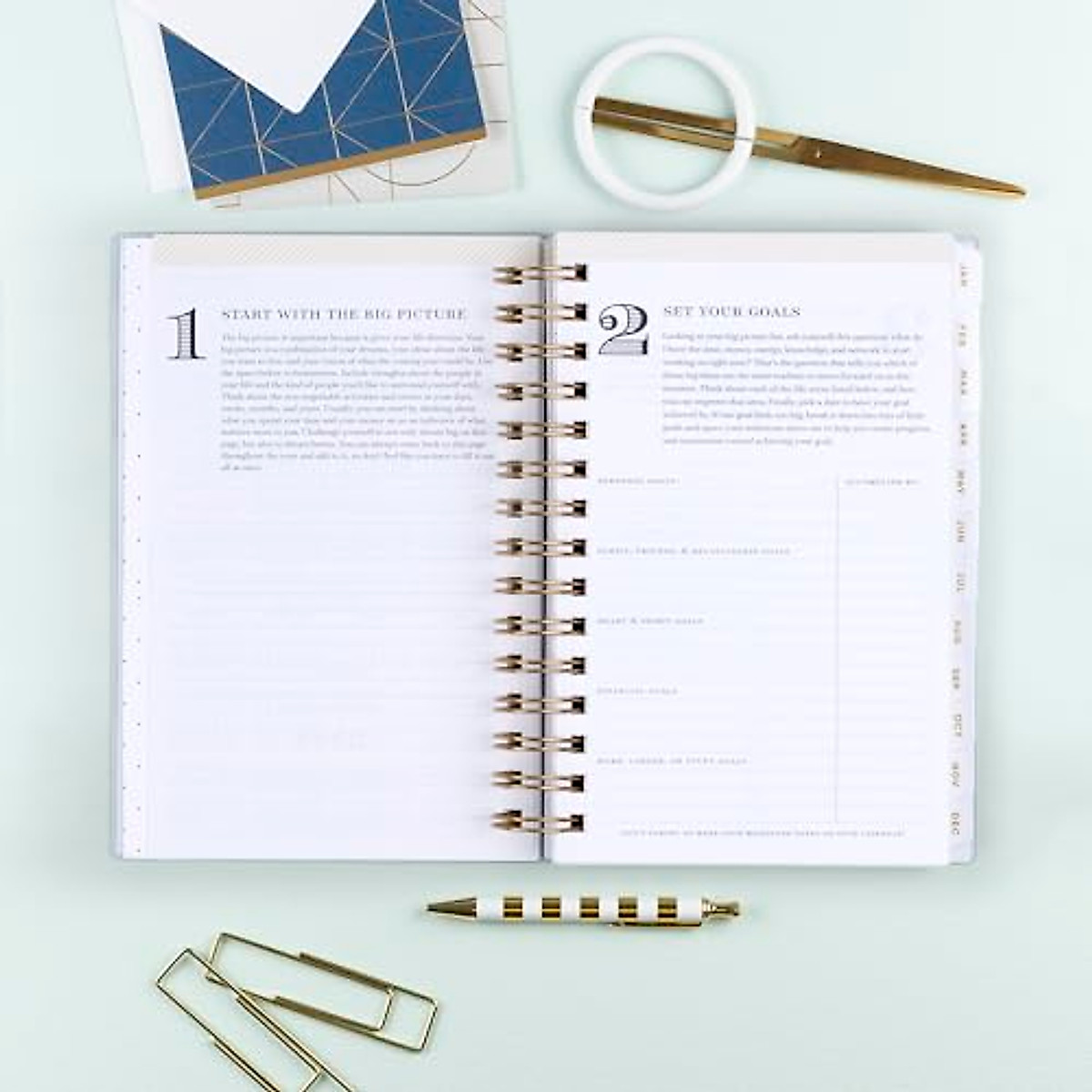Day Designer for Blue Sky 2024 Daily and Monthly Planner, 5" x 8", Frosted Cover, Wirebound, Navy Stripe (103623-24)