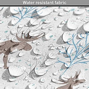 Ambesonne Moose Fabric by The Yard, Winter Forest Retro Style Illustration Reindeer and Trees Snowy Xmas Nature, Decorative Fabric for Upholstery and Home Accents, 1 Yard, Blue Brown