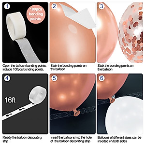 40th Birthday Banner Decorations with Confetti Balloon Arch Garland, Rose Gold and Black Happy 40 Birthday Backdrop Balloon Kit Party Supplies for Women, Forty Year Old Bday Background Sign Decor