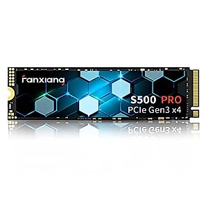 fanxiang S500 Pro 1TB NVMe SSD M.2 PCIe Gen3x4 2280 Internal Solid State Drive, SLC Cache 3D NAND TLC, Up to 3500MB/s, Compatible with Laptop and PC Desktops(Black)
