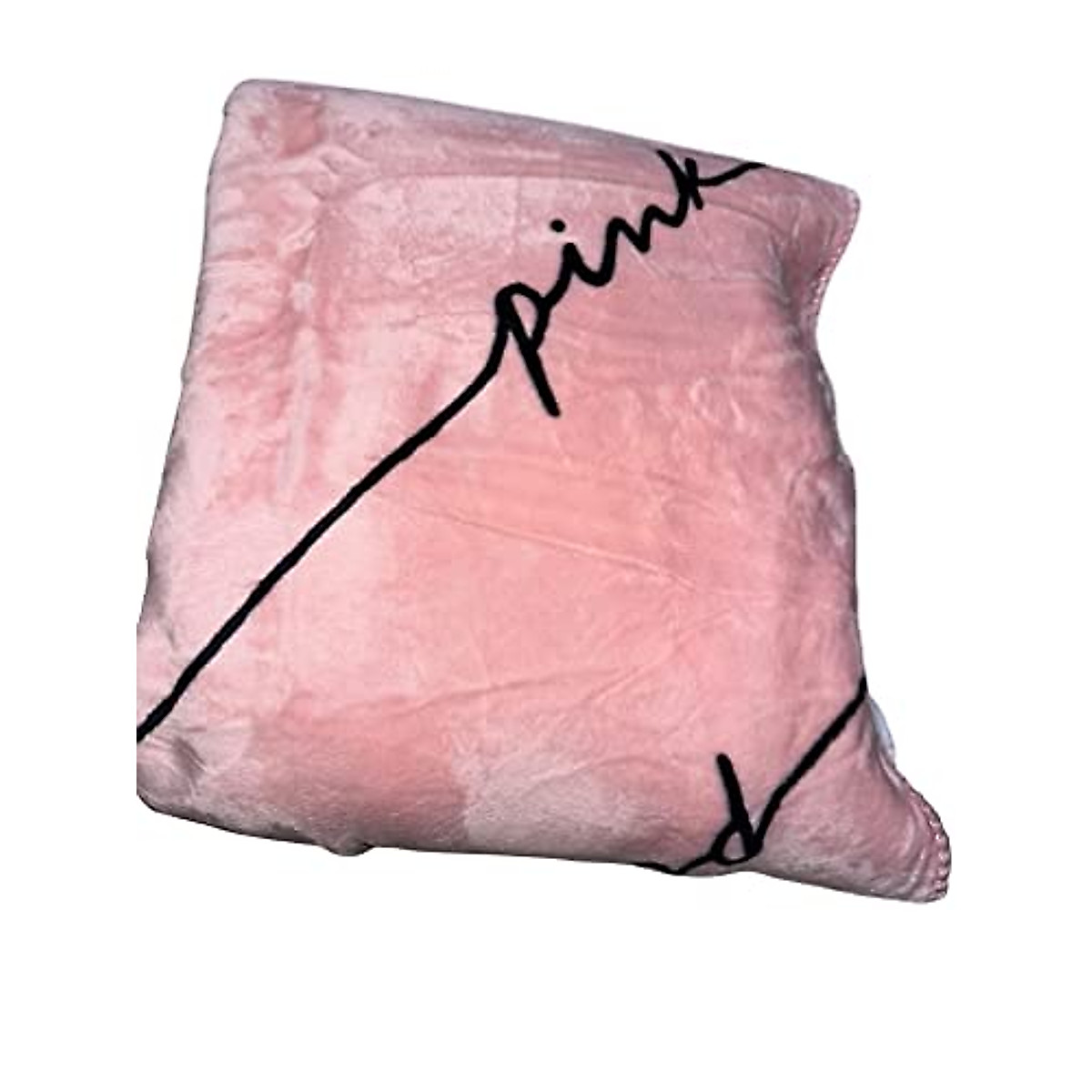Victoria's Secret Pink Sherpa Blanket Color Rose Pink/Black Script Size 50”x60” Super Soft New