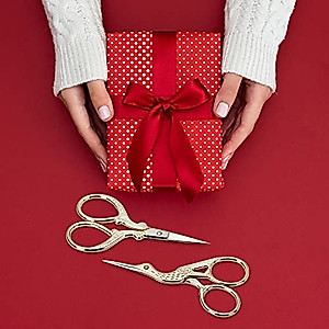 XCRUI 2Pack Embroidery Scissors, Stainless Steel Sharp Stork Scissors for Embroidery,Paper Cutting, Sewing, Craft, Art Work & Daily Activities(Gold)