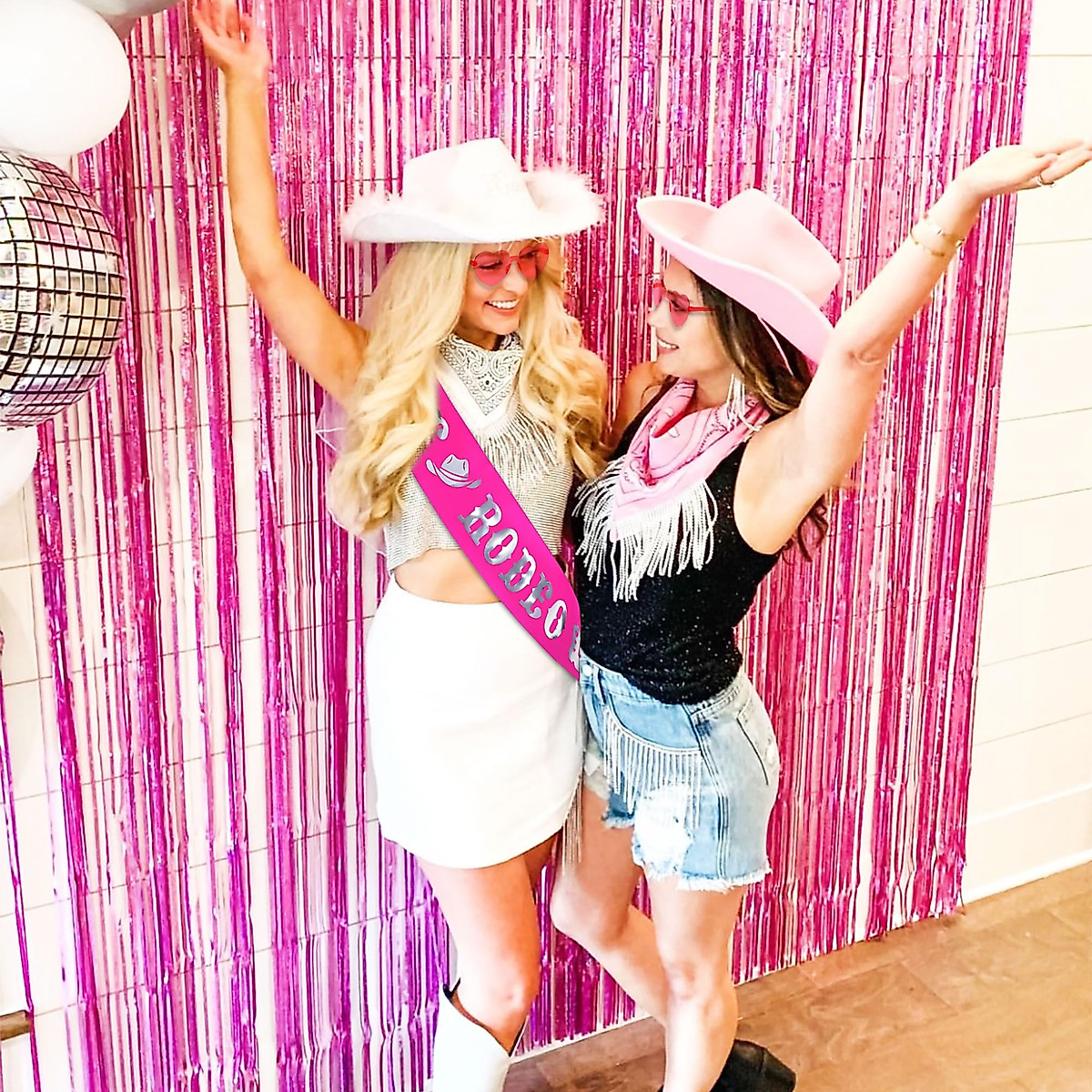 JeVenis 2 PCS Last Rodeo Sash Pink Heart Sunglasses Last Rodeo Bachelorette Party Favors Western Cowgirl Bachelorette Bridal Shower Decoration