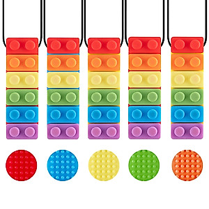 Chew Necklaces for Sensory Kids,5 Packs Sensory Chew Necklaces,Autism Chewy Necklace Sensory for Boys Girls Adults with ADHD,Biting Needs,Oral Motor Chewy Stick