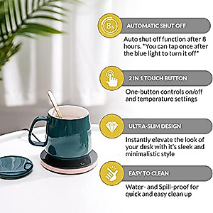 DiviniTi Coffee Mug Warmer for Desk - Electric Cup Warmer for Desk - 2-Setting Coffee Cup Warmer for Coffee - Safe, Easy-to-Use Mug Warmer Coffee Warmer for Desk Heated Coffee Mug (NO Mug Included)
