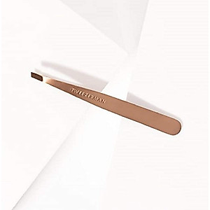 Tweezerman Stainless Steel Slant Tweezer - Eyebrow Tweezers for Women and Men (Rose Gold)