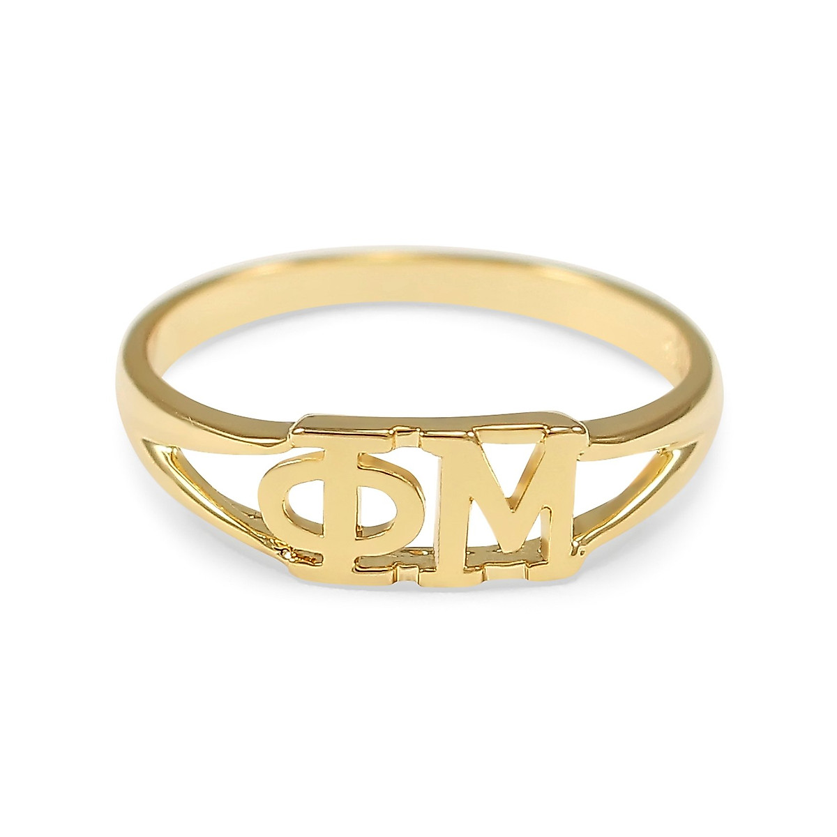 The Collegiate Standard Phi Mu 14k Gold Plated Sorority Ring with Greek letters (11)